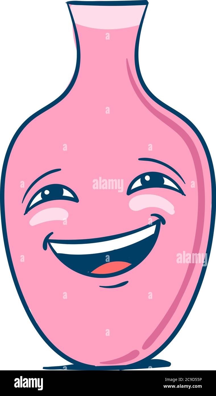 Happy pink vase, illustration, vector on white background Stock Vector ...