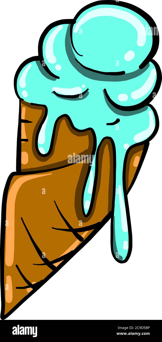 Blue ice cream, illustration, vector on white background Stock Vector ...