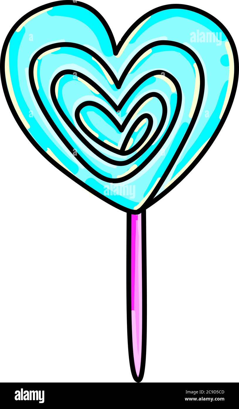 Heart lollipop, illustration, vector on white background Stock Vector ...