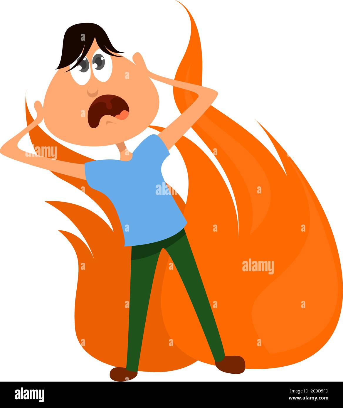 Man in fire, illustration, vector on white background Stock Vector ...