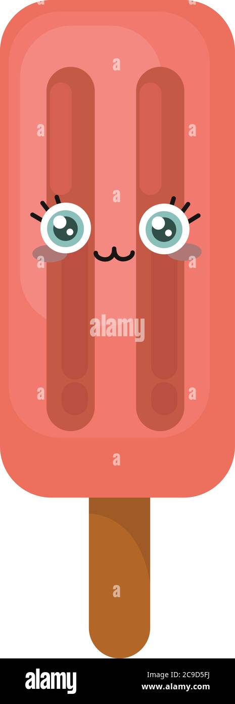 Red ice cream, illustration, vector on white background Stock Vector ...