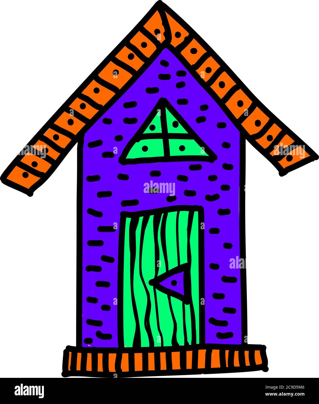 Tall purple house, illustration, vector on white background Stock ...