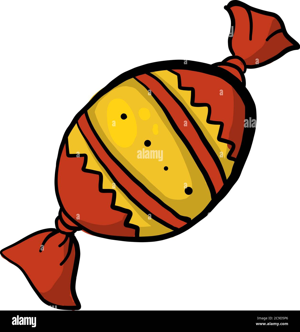 Orange wrapped candy, illustration, vector on white background Stock ...