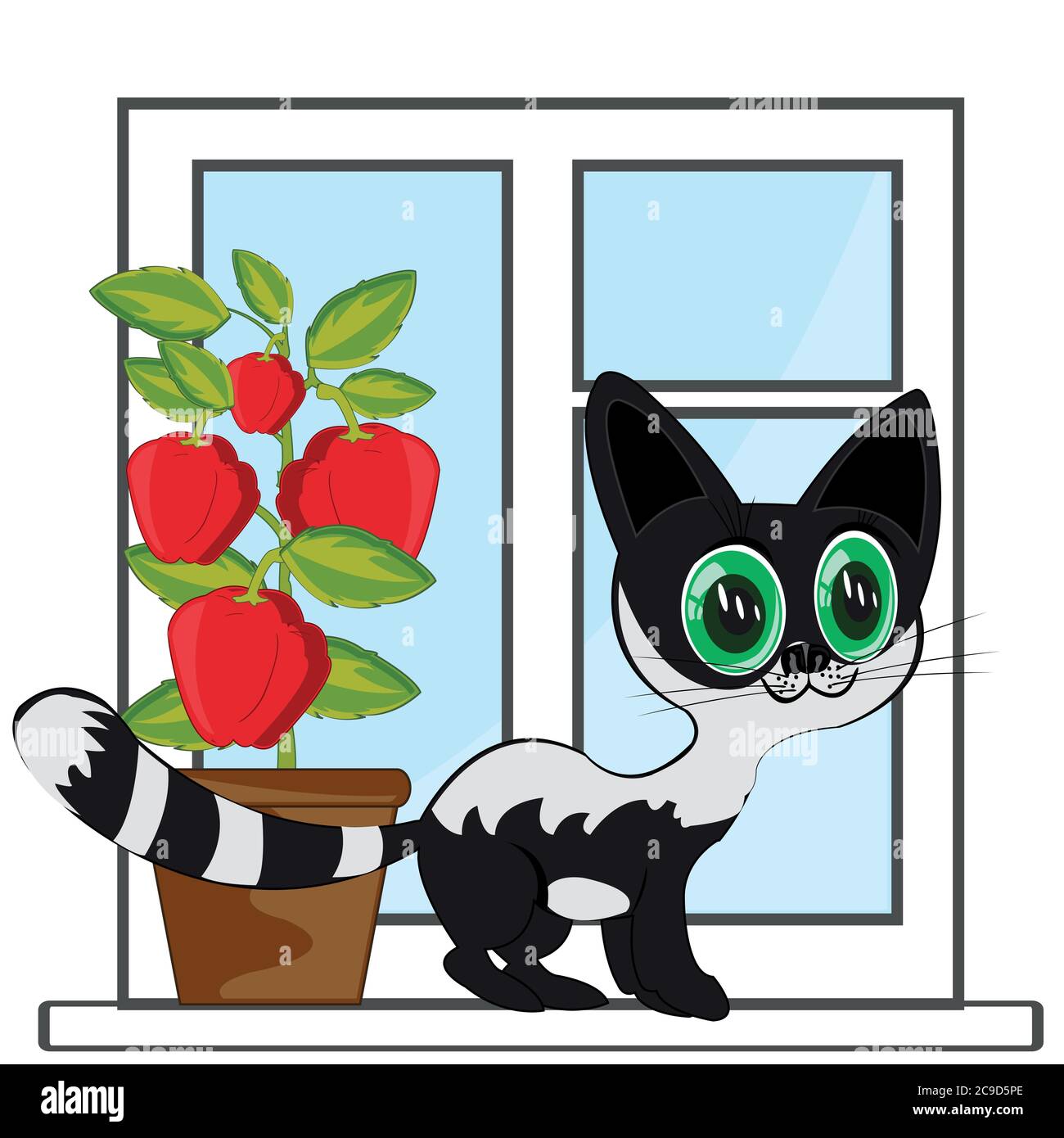 Cat in the window Stock Vector Images - Alamy