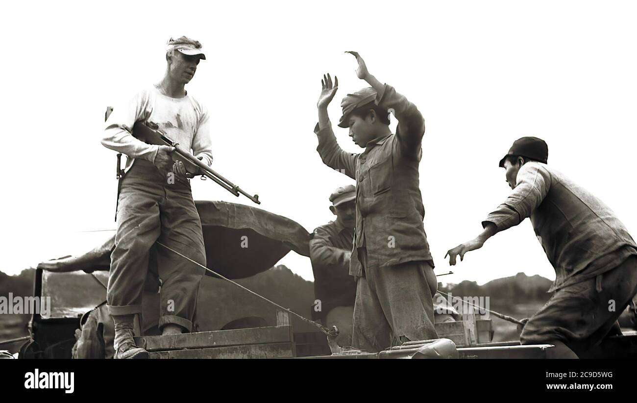 The bloody and long battle of OKINAWA in Japan in 1945. The battle was ...