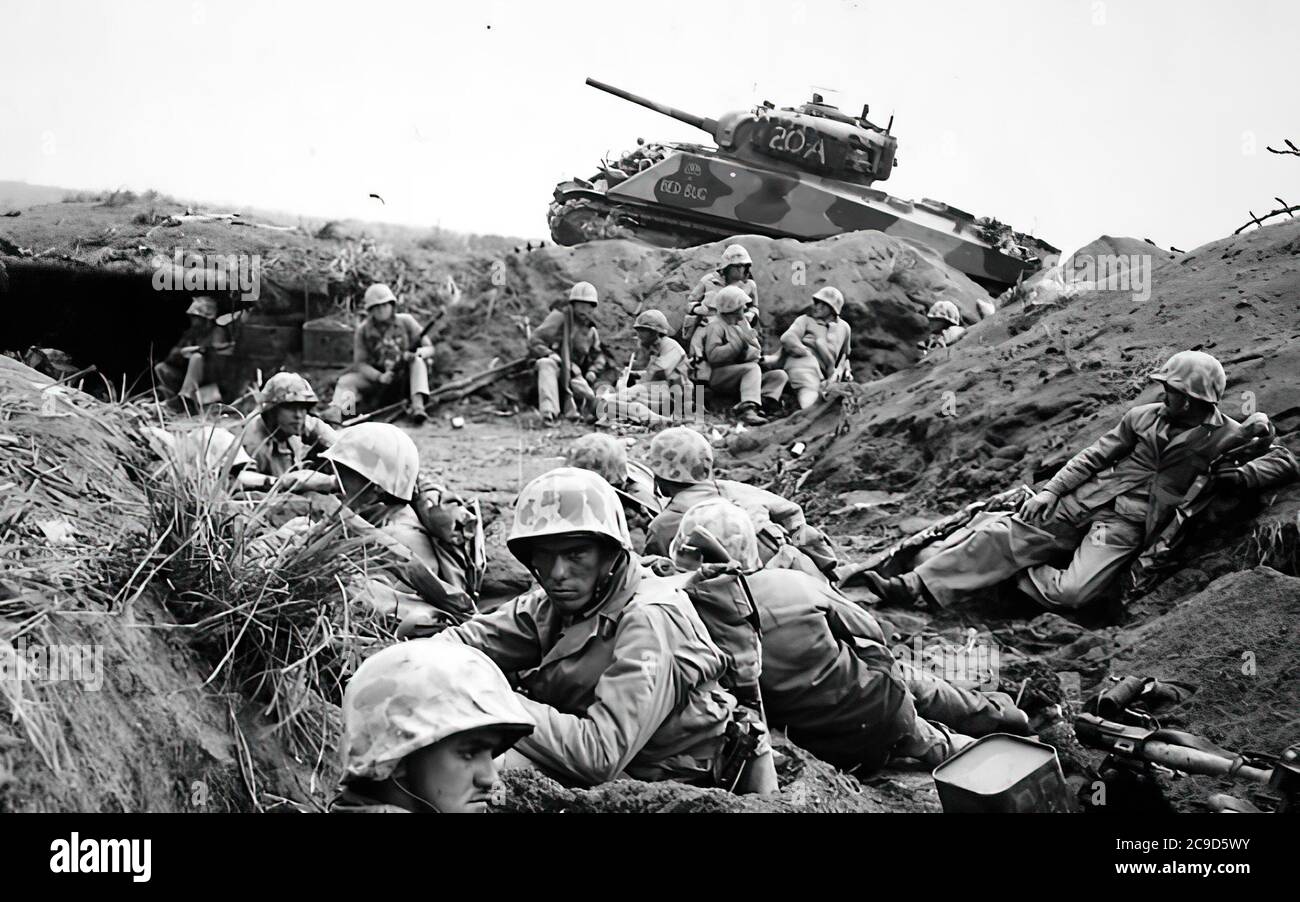 The bloody and long battle of OKINAWA in Japan in 1945. The battle was ...