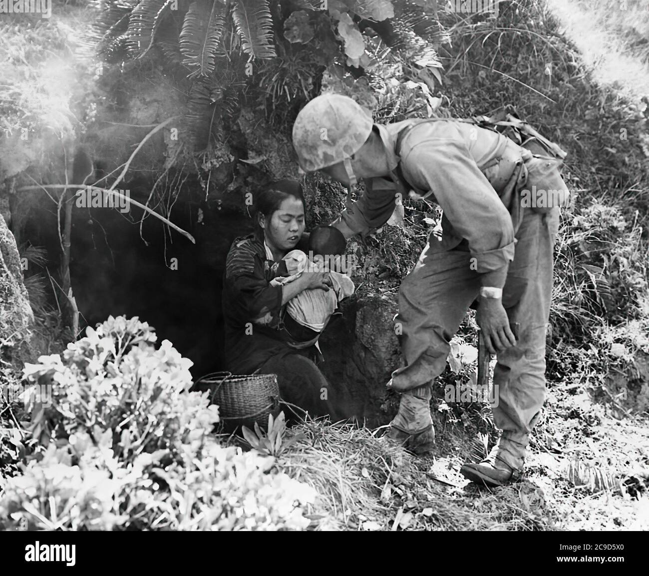 The bloody and long battle of OKINAWA in Japan in 1945. The battle was ...