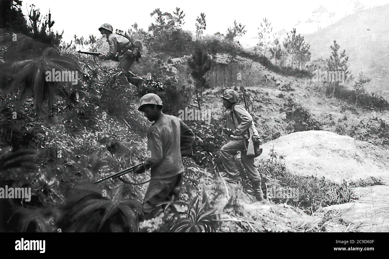The bloody and long battle of OKINAWA in Japan in 1945. The battle was ...