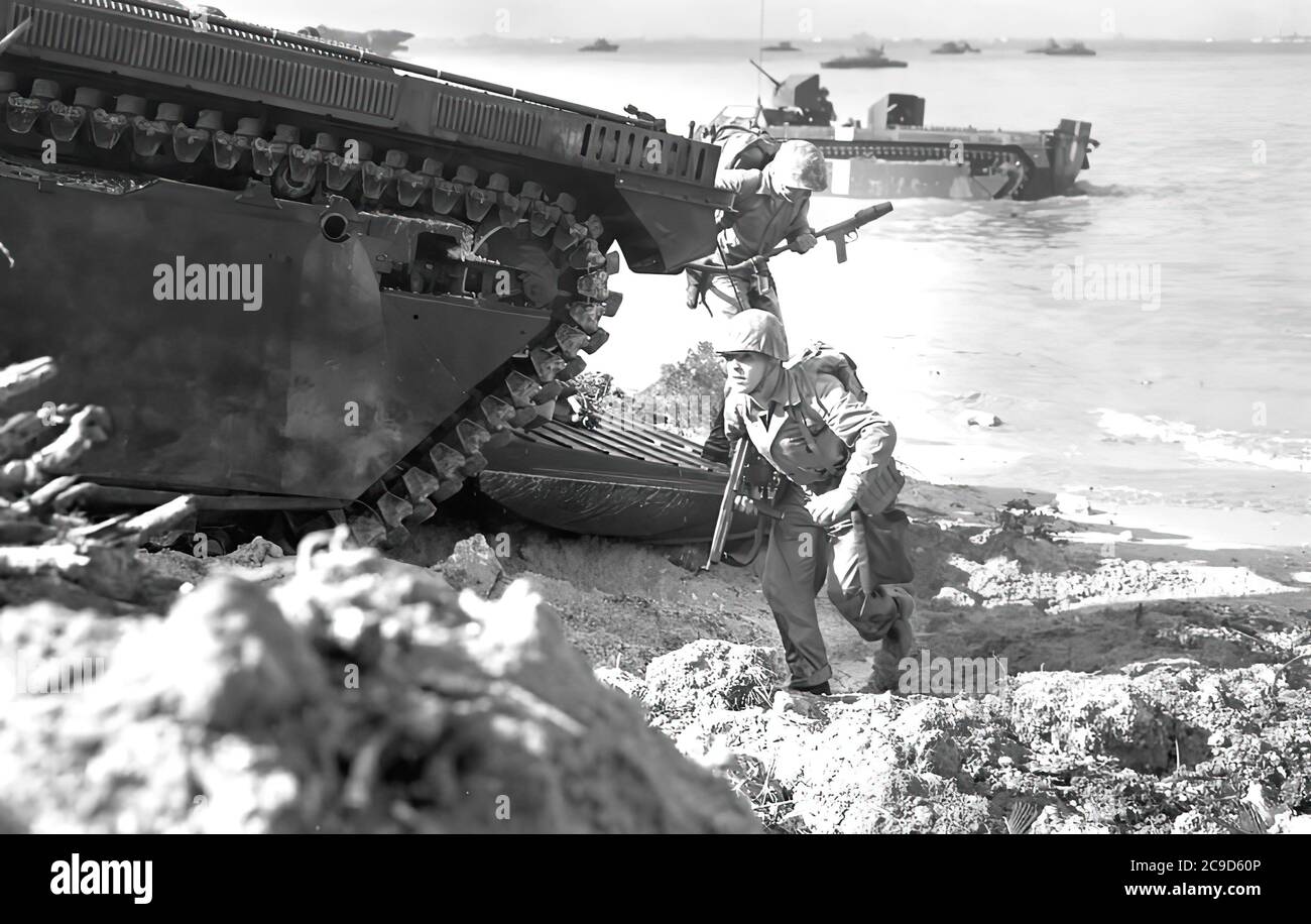 The bloody and long battle of OKINAWA in Japan in 1945. The battle was ...