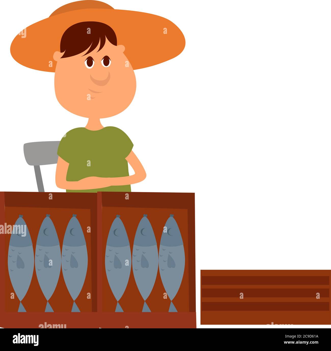 Fish market woman fish counter Stock Vector Images - Alamy
