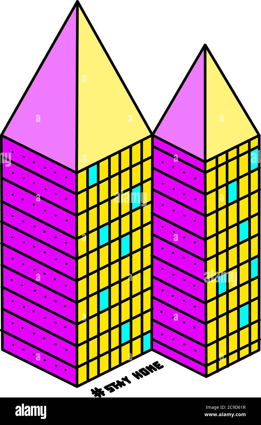 Yellow buildings, illustration, vector on white background Stock Vector ...