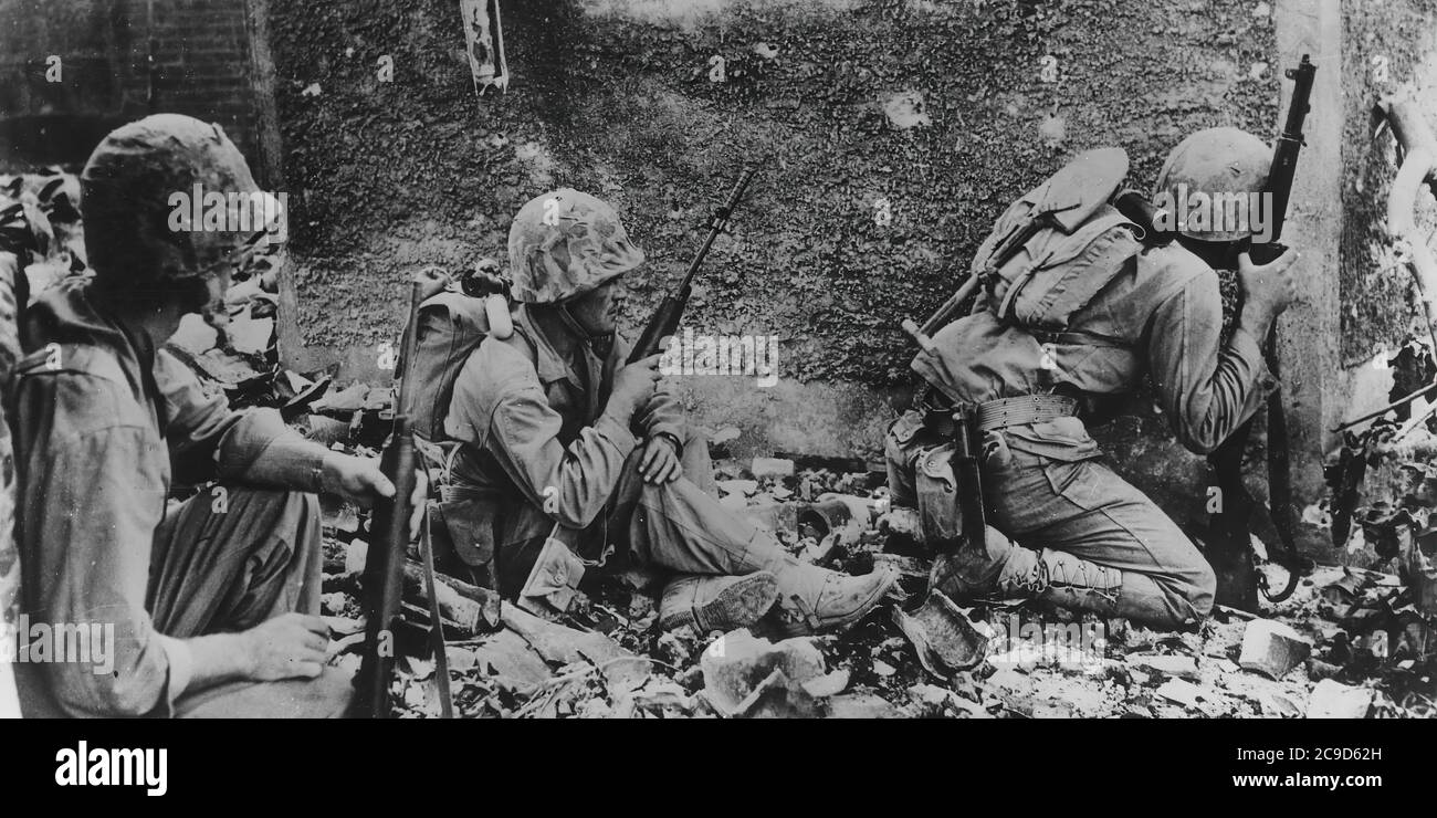 The bloody and long battle of OKINAWA in Japan in 1945. The battle was ...