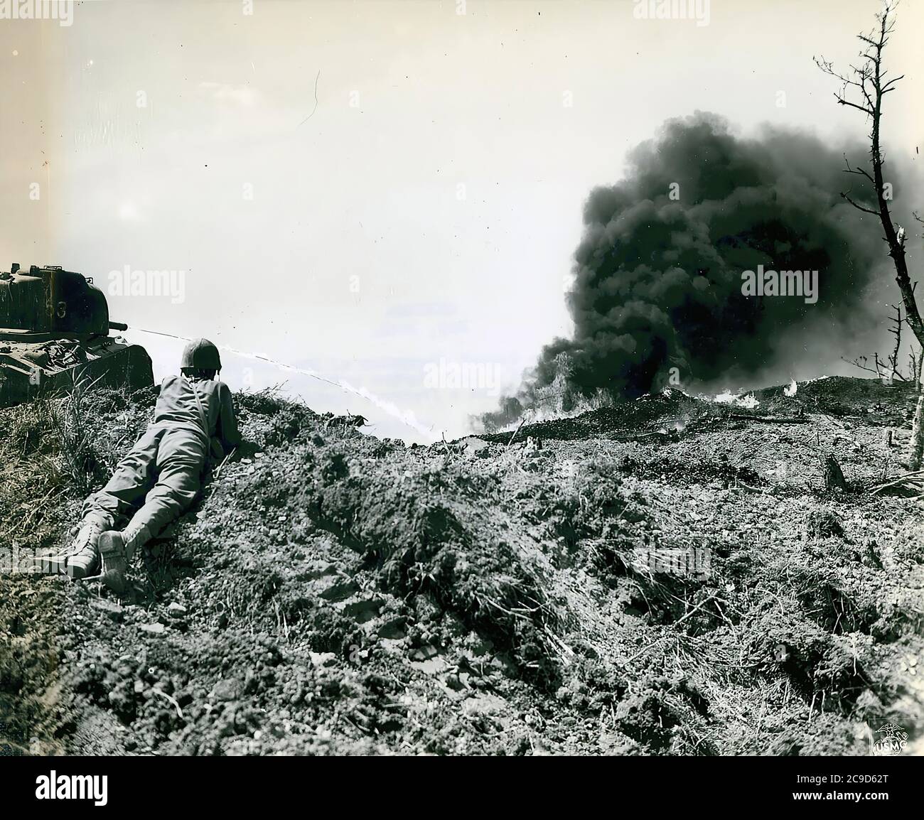 The bloody and long battle of OKINAWA in Japan in 1945. The battle was ...