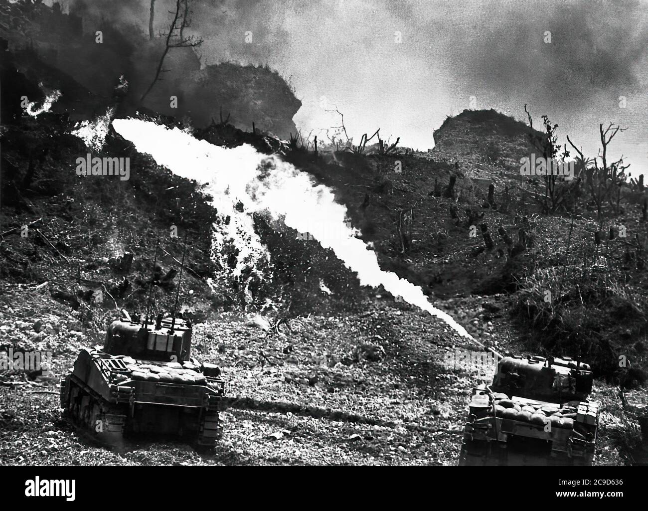 The bloody and long battle of OKINAWA in Japan in 1945. The battle was ...