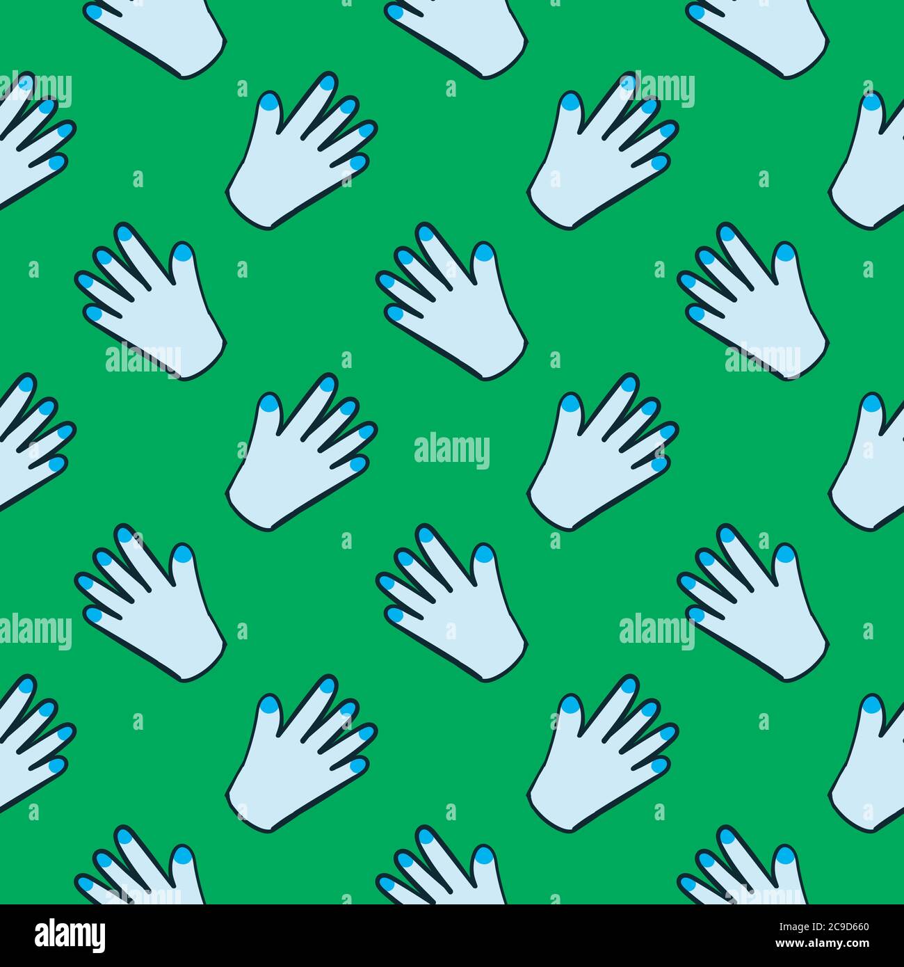 Blue hands ,seamless pattern on green background Stock Vector Image ...