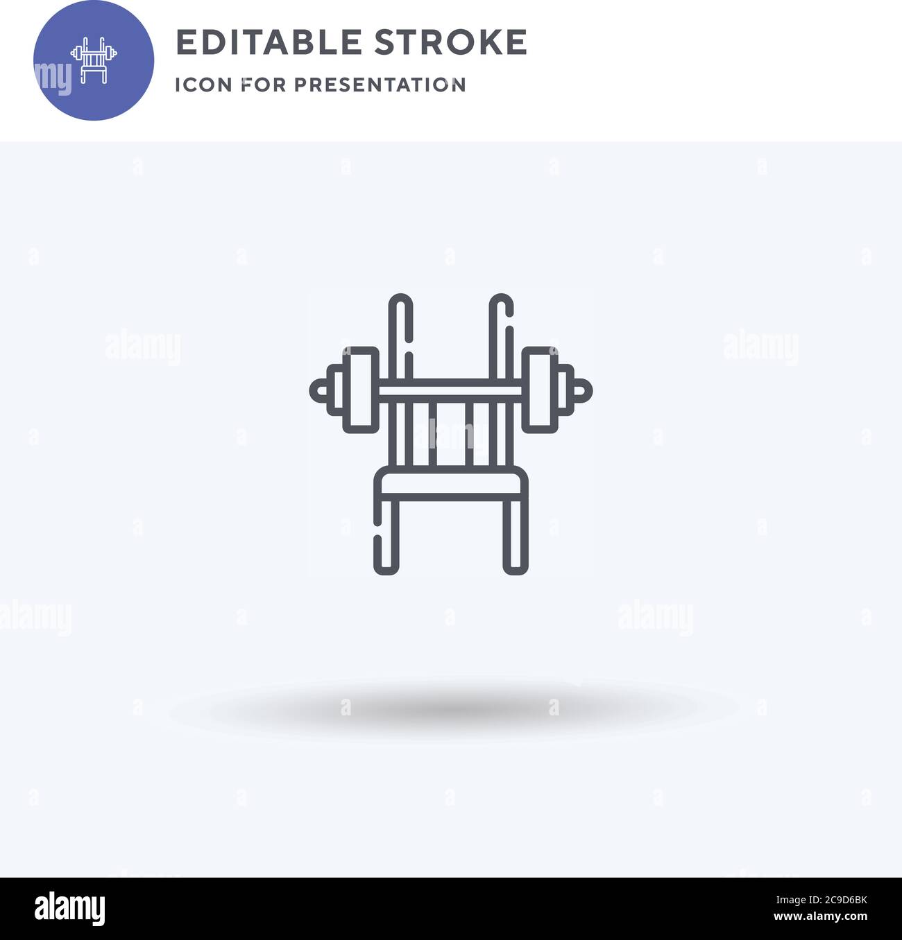 Bench Press icon vector, filled flat sign, solid pictogram isolated on ...