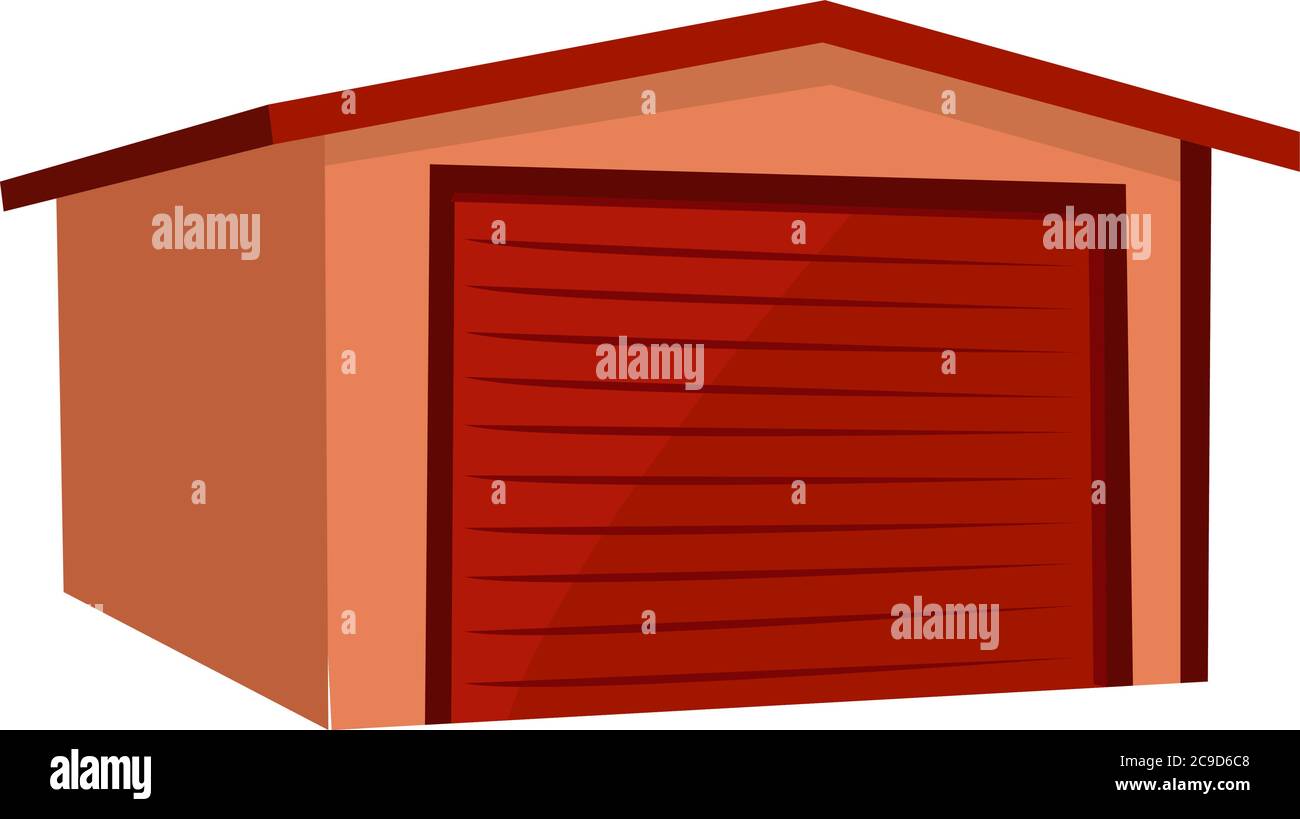 Red garage, illustration, vector on white background Stock Vector Image ...