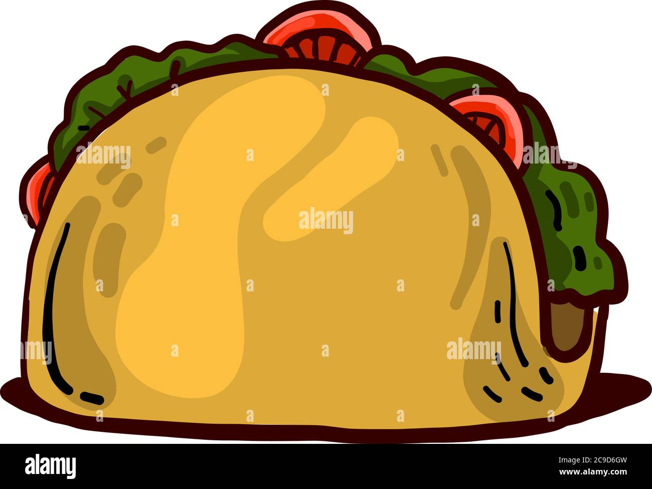 Drawing of taco, illustration, vector on white background Stock Vector ...