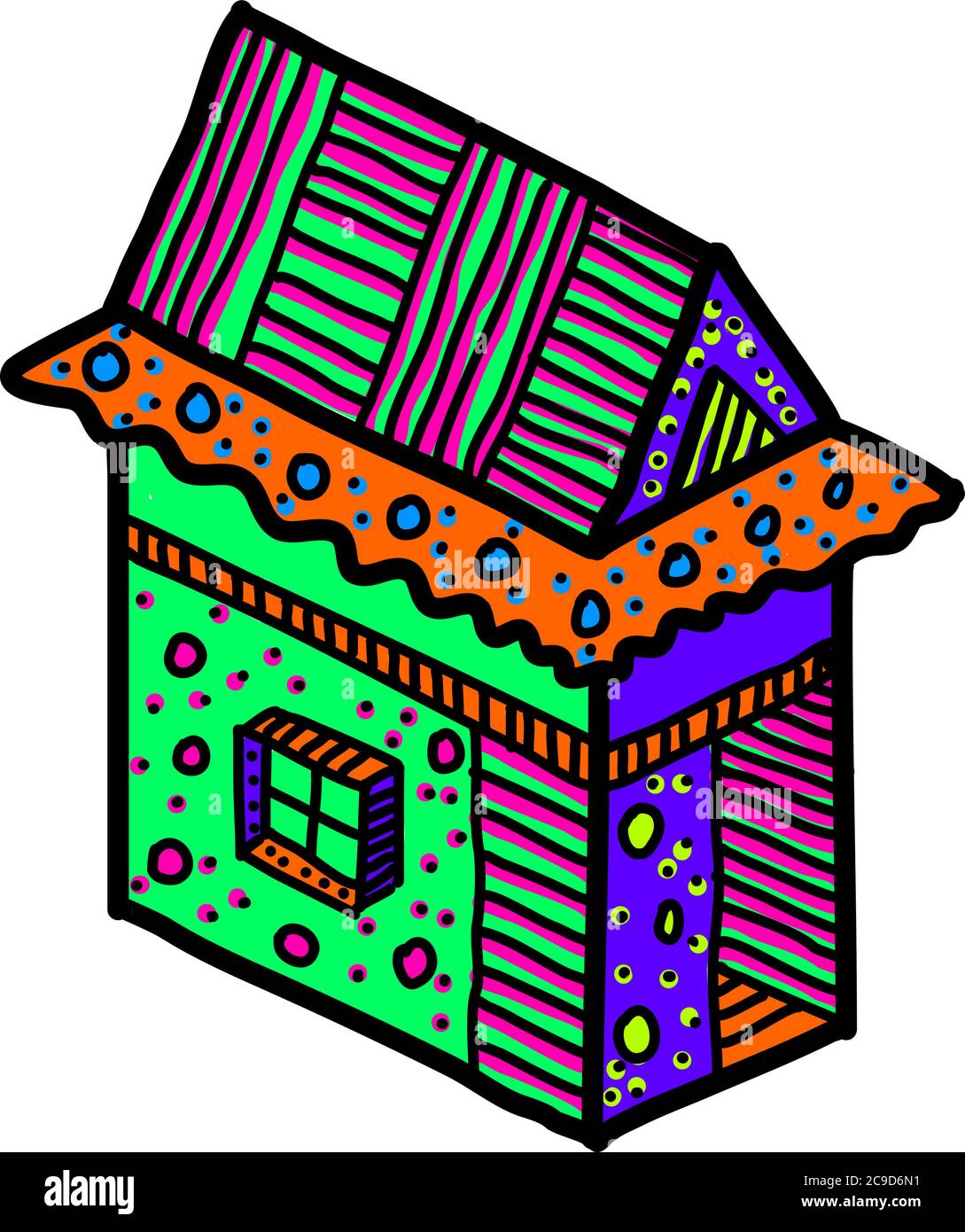 Colorful hut, illustration, vector on white background Stock Vector ...