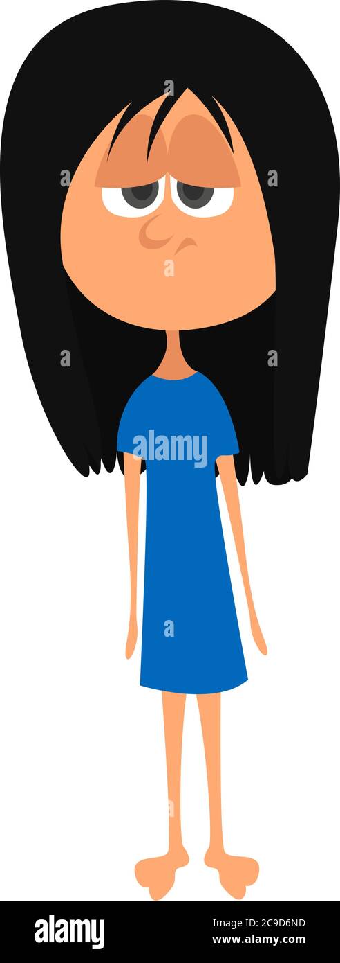 Girl half asleep, illustration, vector on white background Stock Vector ...