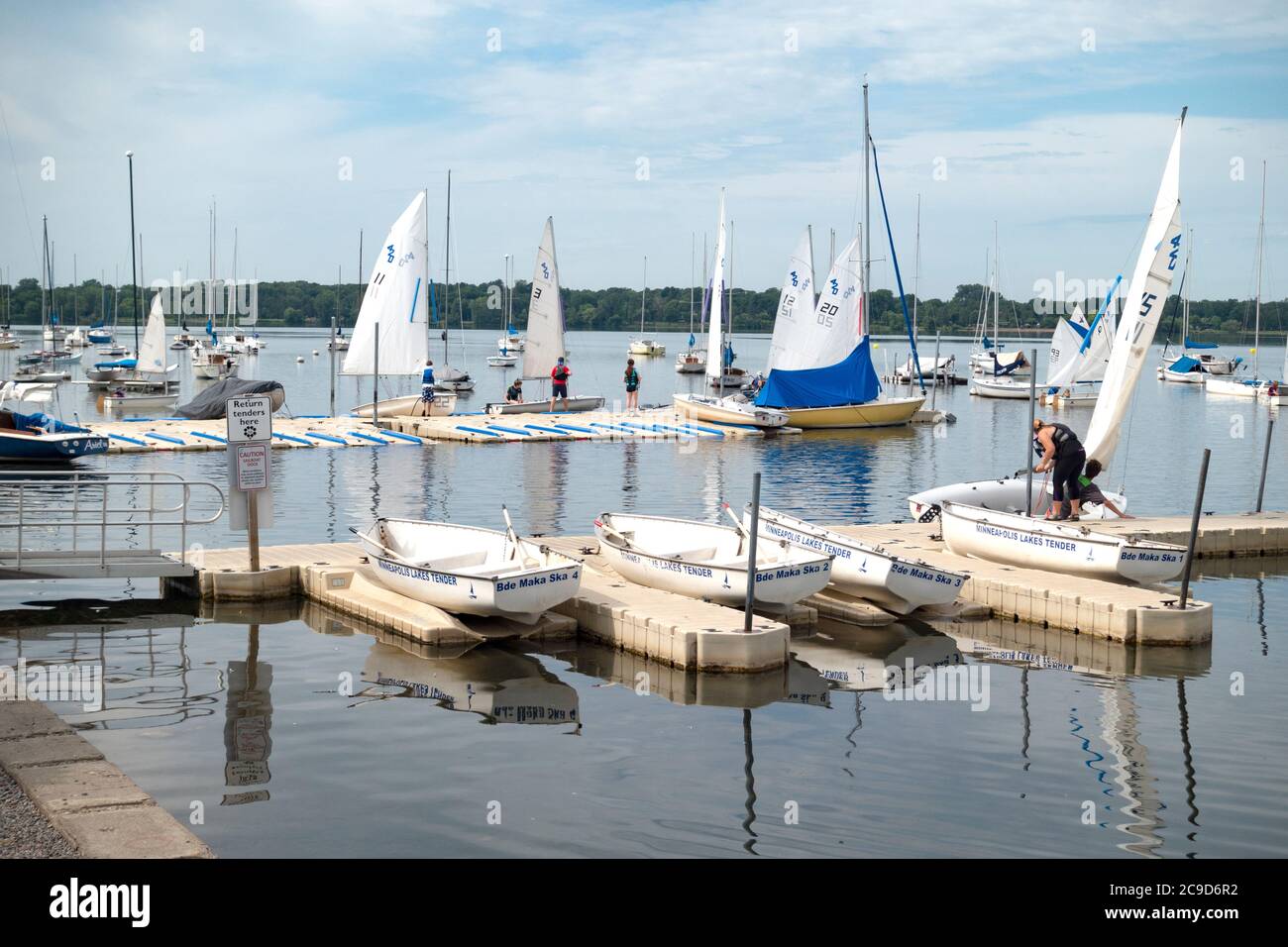 Lake Bde Maka Ska (was Lake Calhoun) with many sailboats enjoying the ...