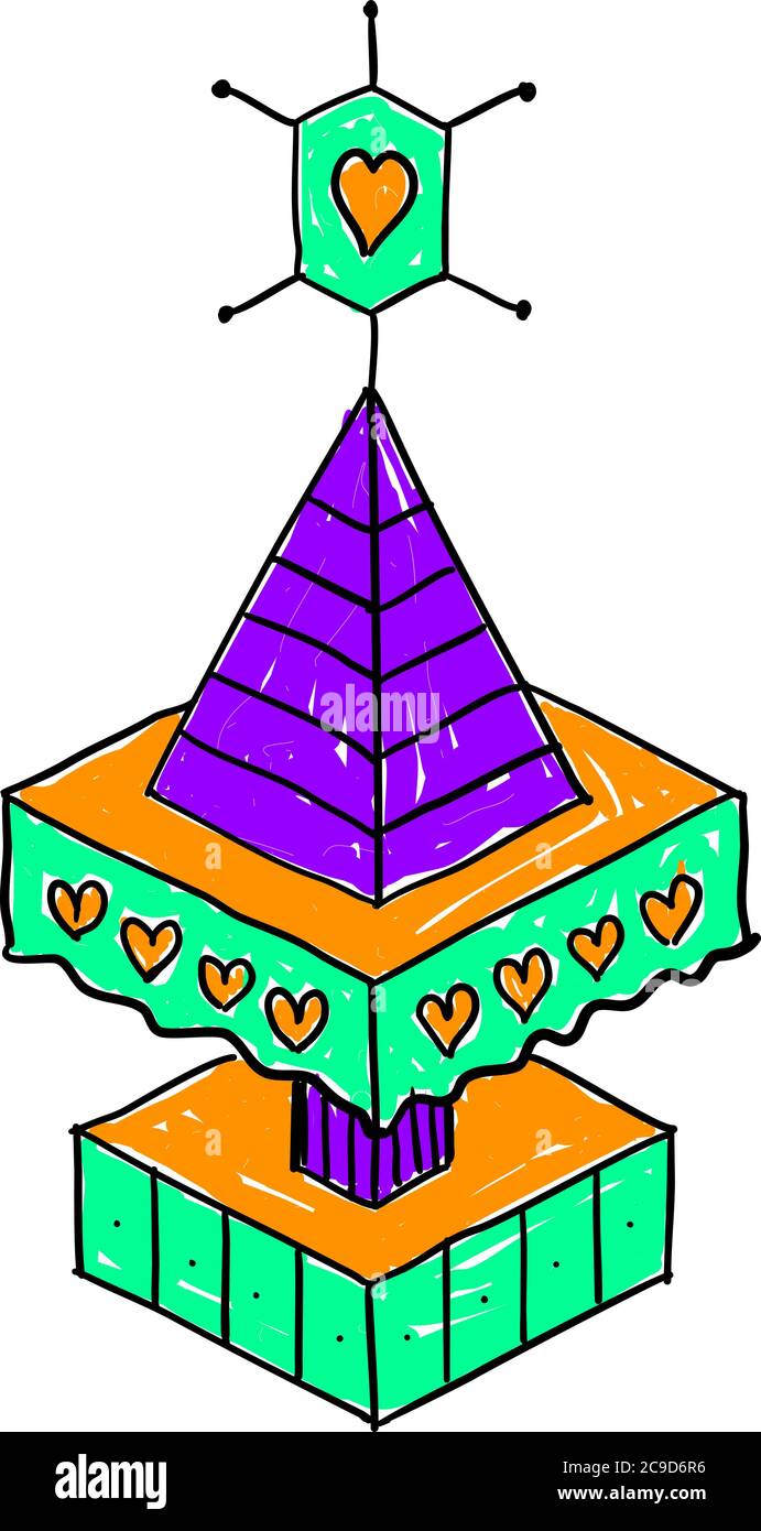Hut with hearts, illustration, vector on white background Stock Vector ...