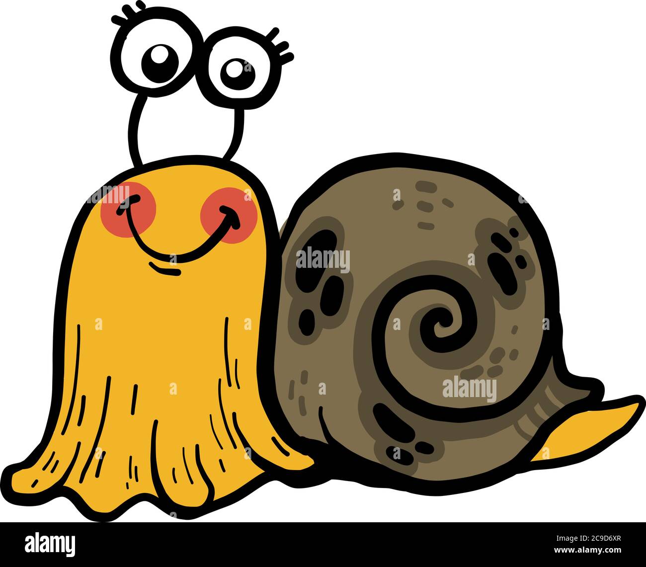 Happy snail, illustration, vector on white background Stock Vector ...