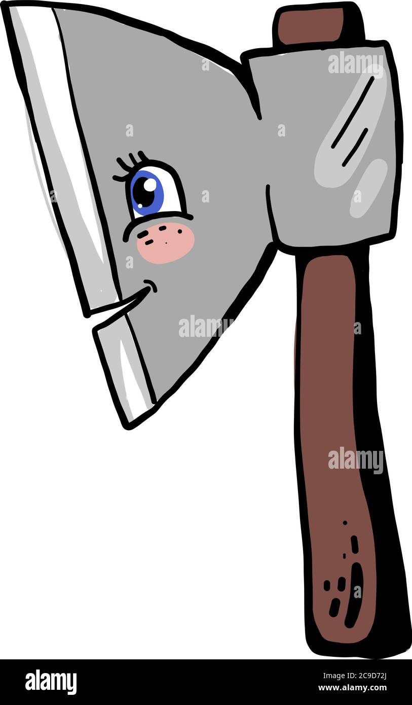 Happy small ax, illustration, vector on white background Stock Vector ...