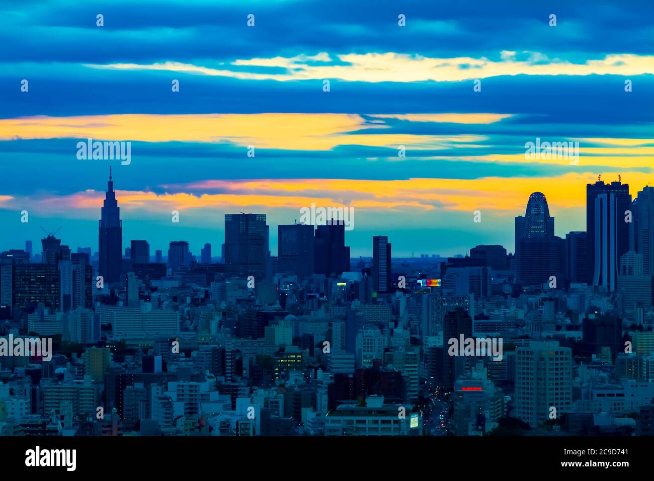 A dusk of cityscape in Tokyo high angle wide shot Stock Photo - Alamy