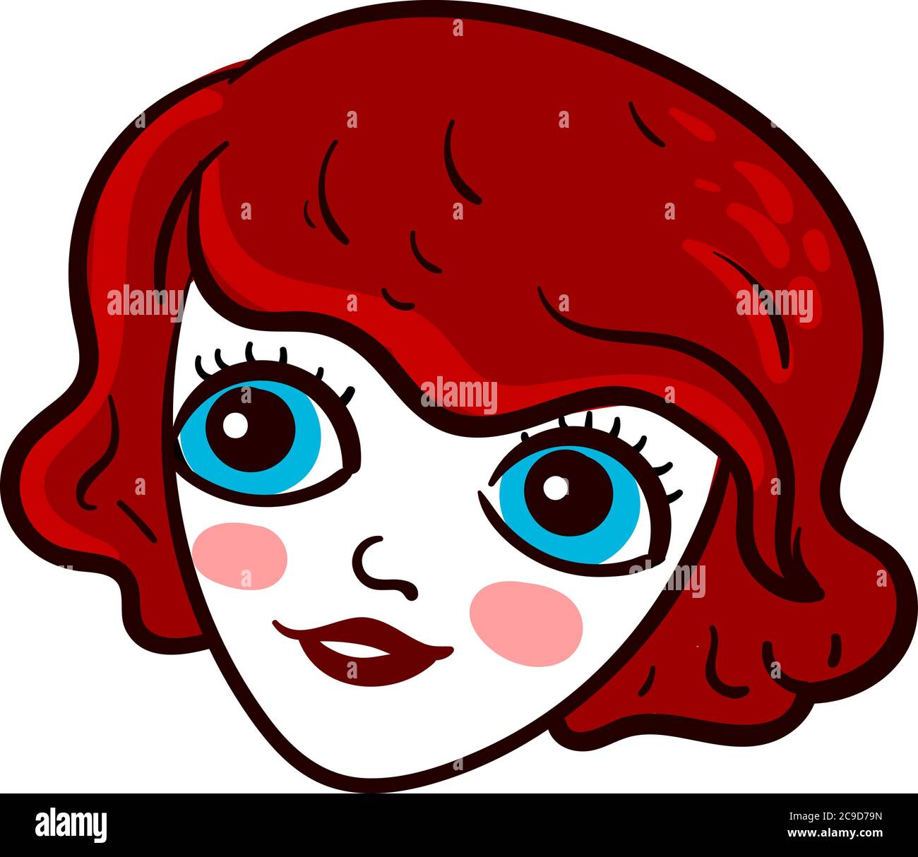 Girl With Red Hair Illustration Vector On White Background Stock