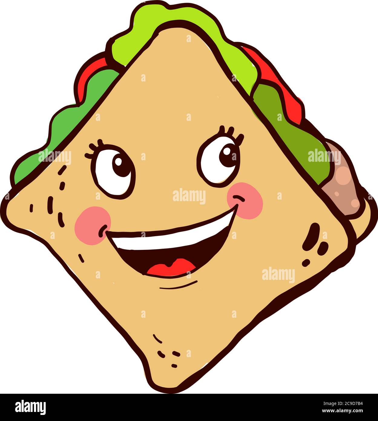 Happy sandwich, illustration, vector on white background Stock Vector ...