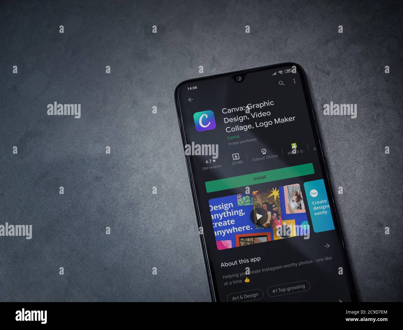 Lod, Israel - July 8, 2020: Canva - Graphic Design app play store page ...