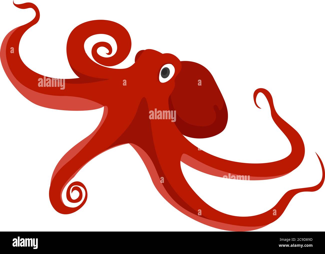 Red octopus, illustration, vector on white background Stock Vector ...