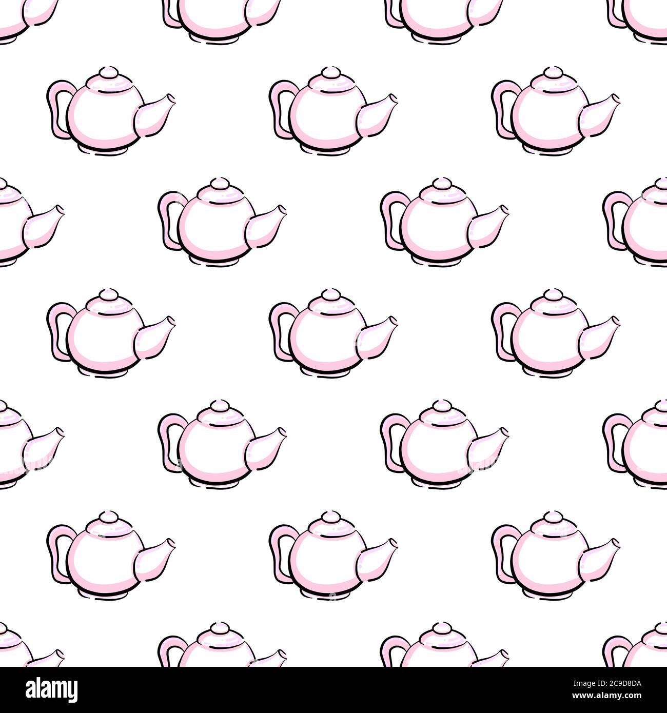 Vintage teapot ,seamless pattern on white background Stock Vector Image ...