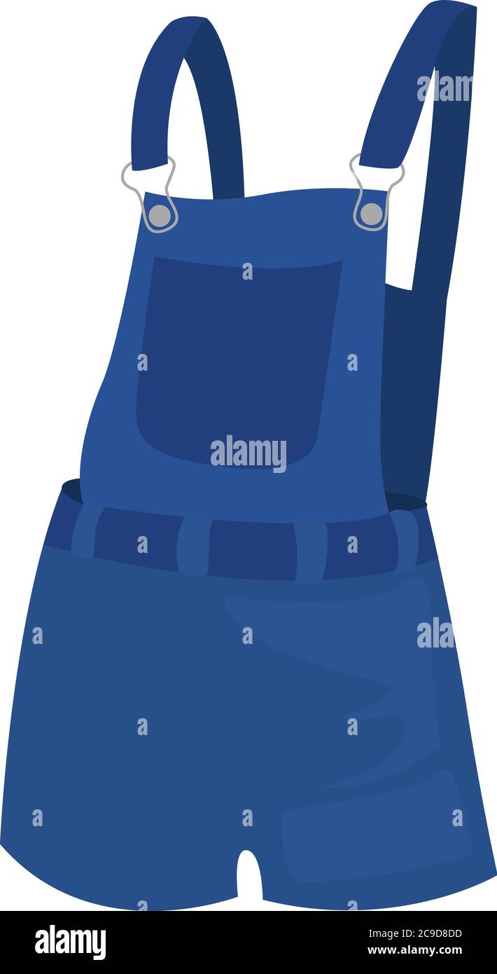 Blue overalls, illustration, vector on white background Stock Vector ...
