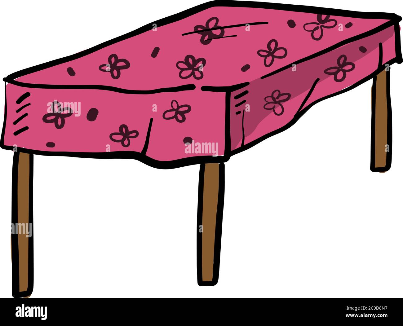 Pink table, illustration, vector on white background Stock Vector Image ...