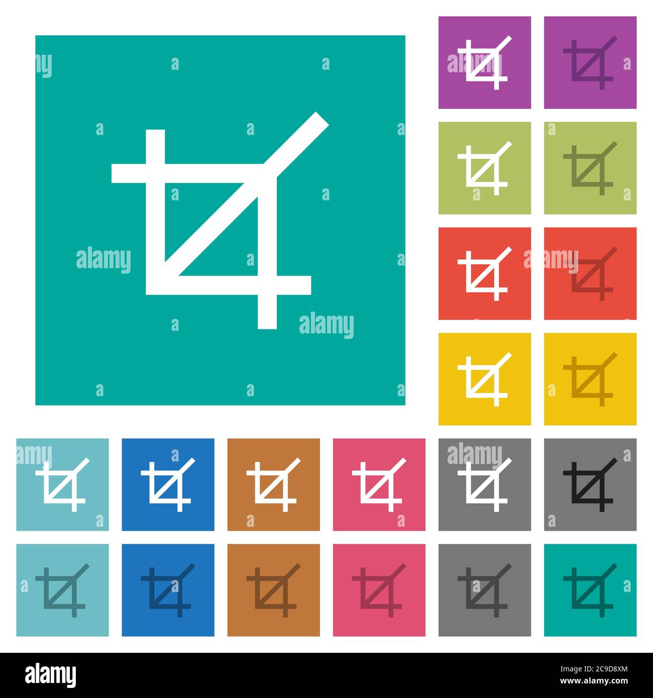 Crop tool multi colored flat icons on plain square backgrounds ...