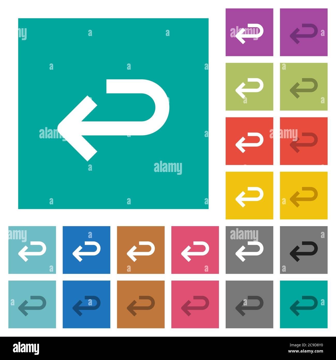 Back arrow multi colored flat icons on plain square backgrounds ...