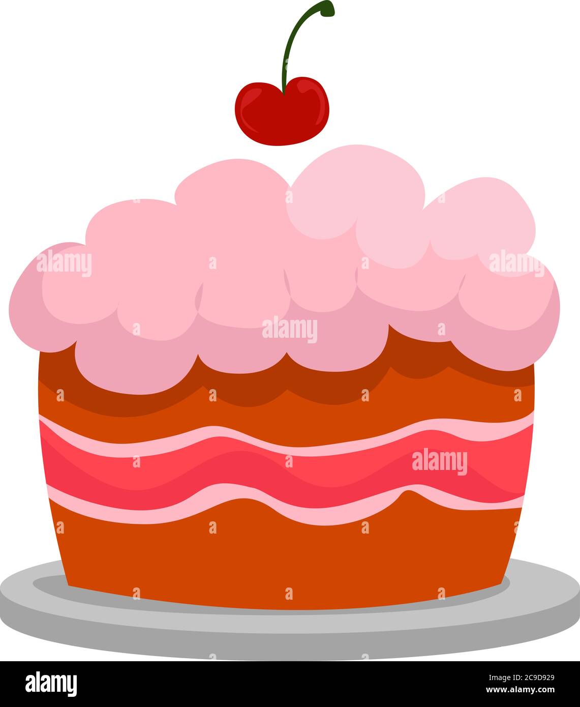 Pink cake, illustration, vector on white background Stock Vector Image ...