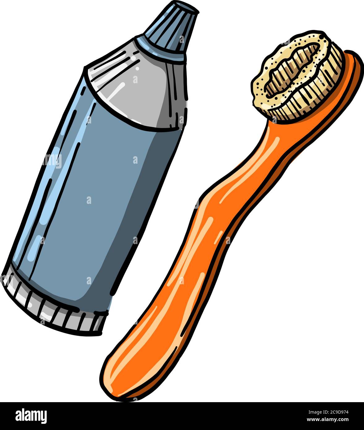 Paste and brush, illustration, vector on white background Stock Vector ...