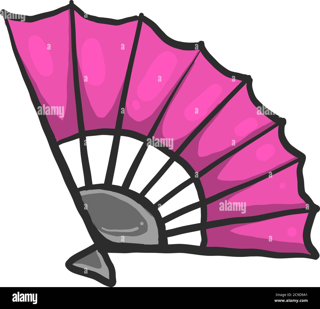 Pink fan, illustration, vector on white background Stock Vector Image ...