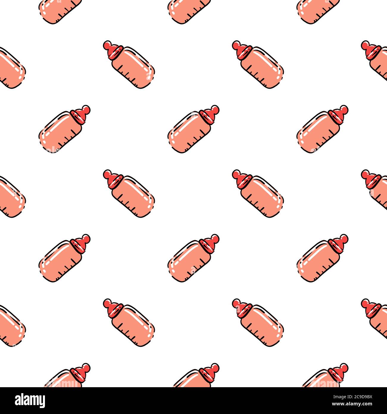Pink Milk bottle ,seamless pattern on white background Stock Vector ...