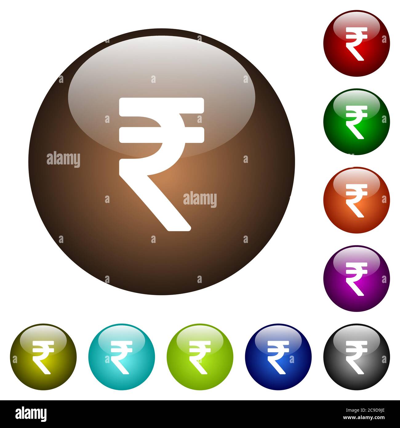 Indian Rupee sign white icons on round color glass buttons Stock Vector ...