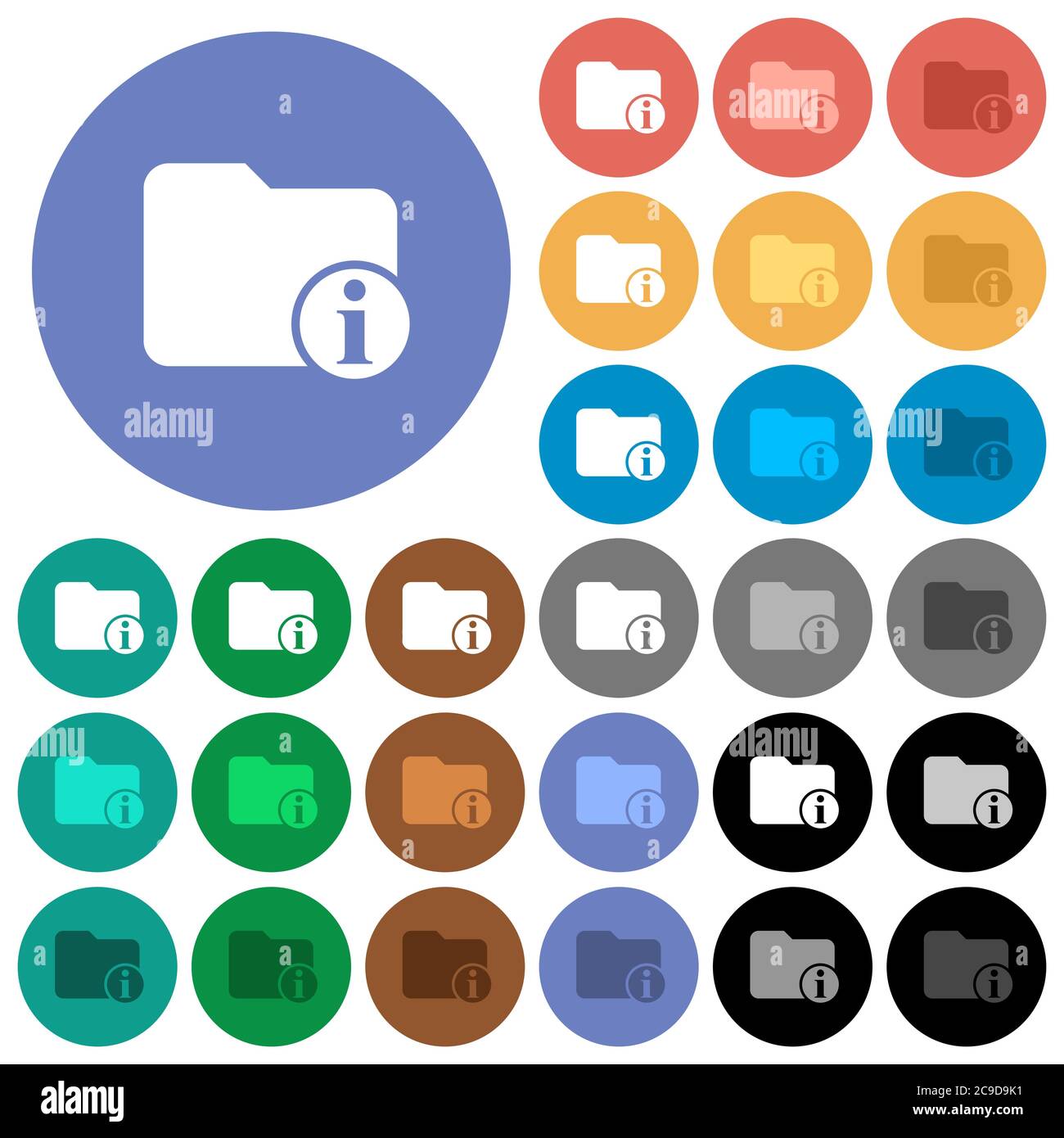 Directory info multi colored flat icons on round backgrounds. Included ...