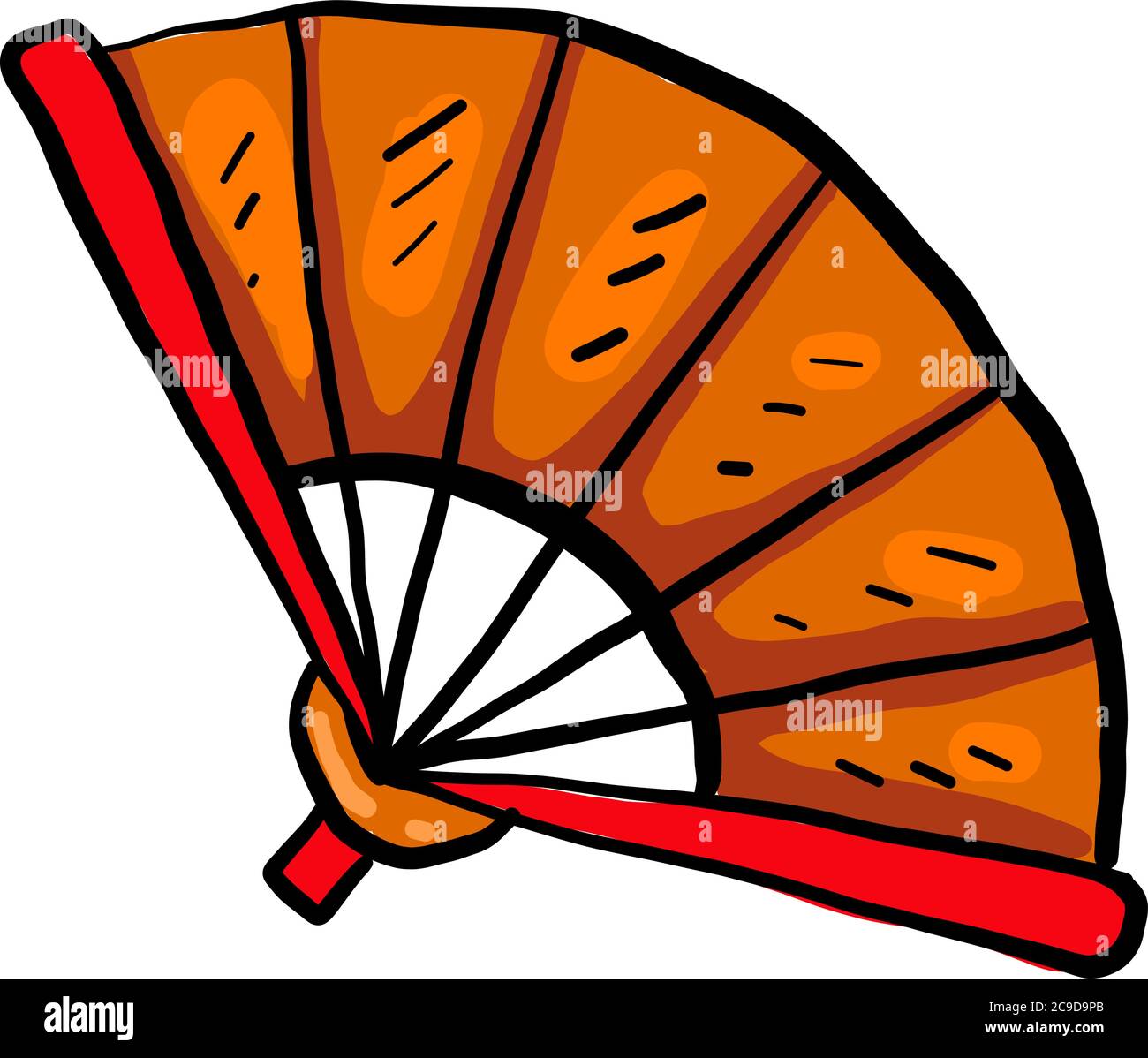 Orange fan, illustration, vector on white background Stock Vector Image ...