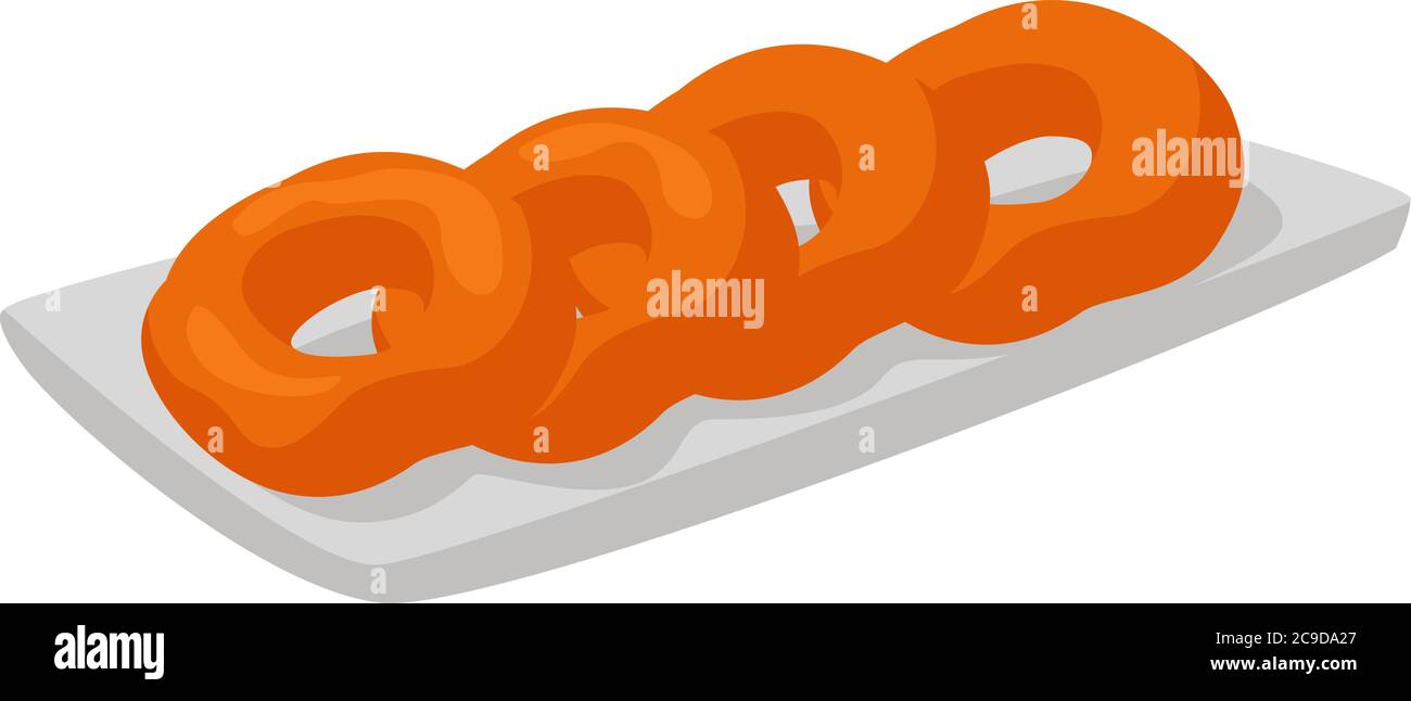 Onion rings, illustration, vector on white background Stock Vector ...