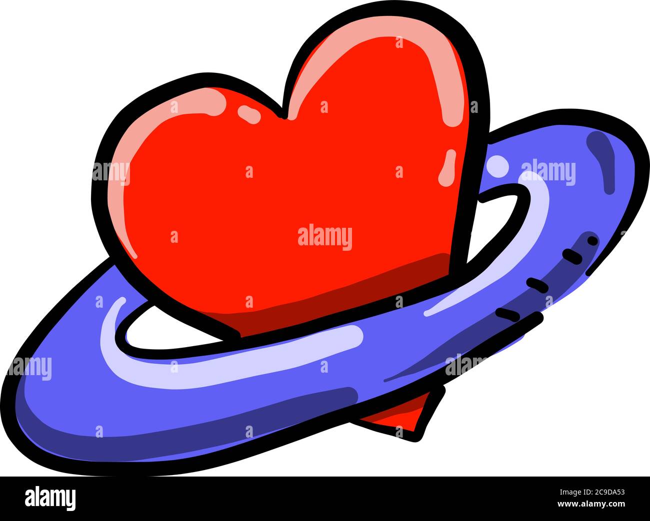 Planet heart, illustration, vector on white background Stock Vector ...