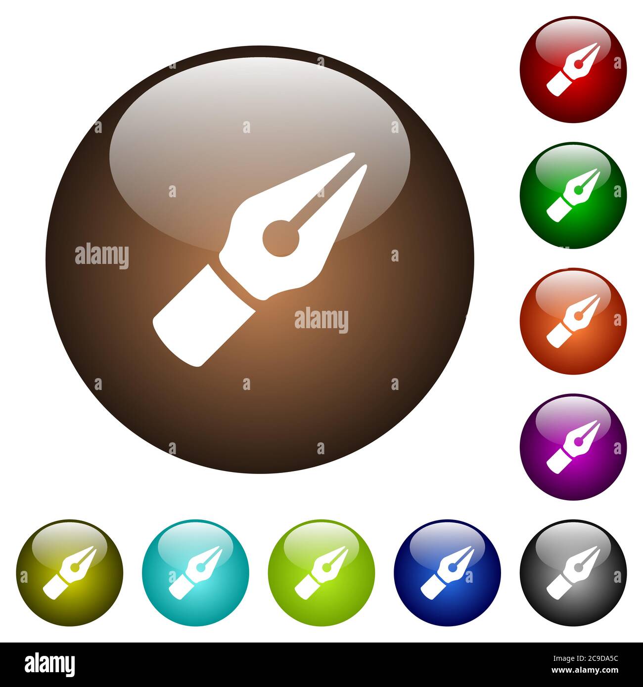 Vector pen symbol white icons on round color glass buttons Stock Vector ...