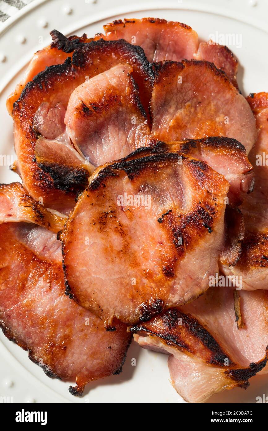 Homemade Cooked Canadian Bacon to Eat for Breakfast Stock Photo - Alamy