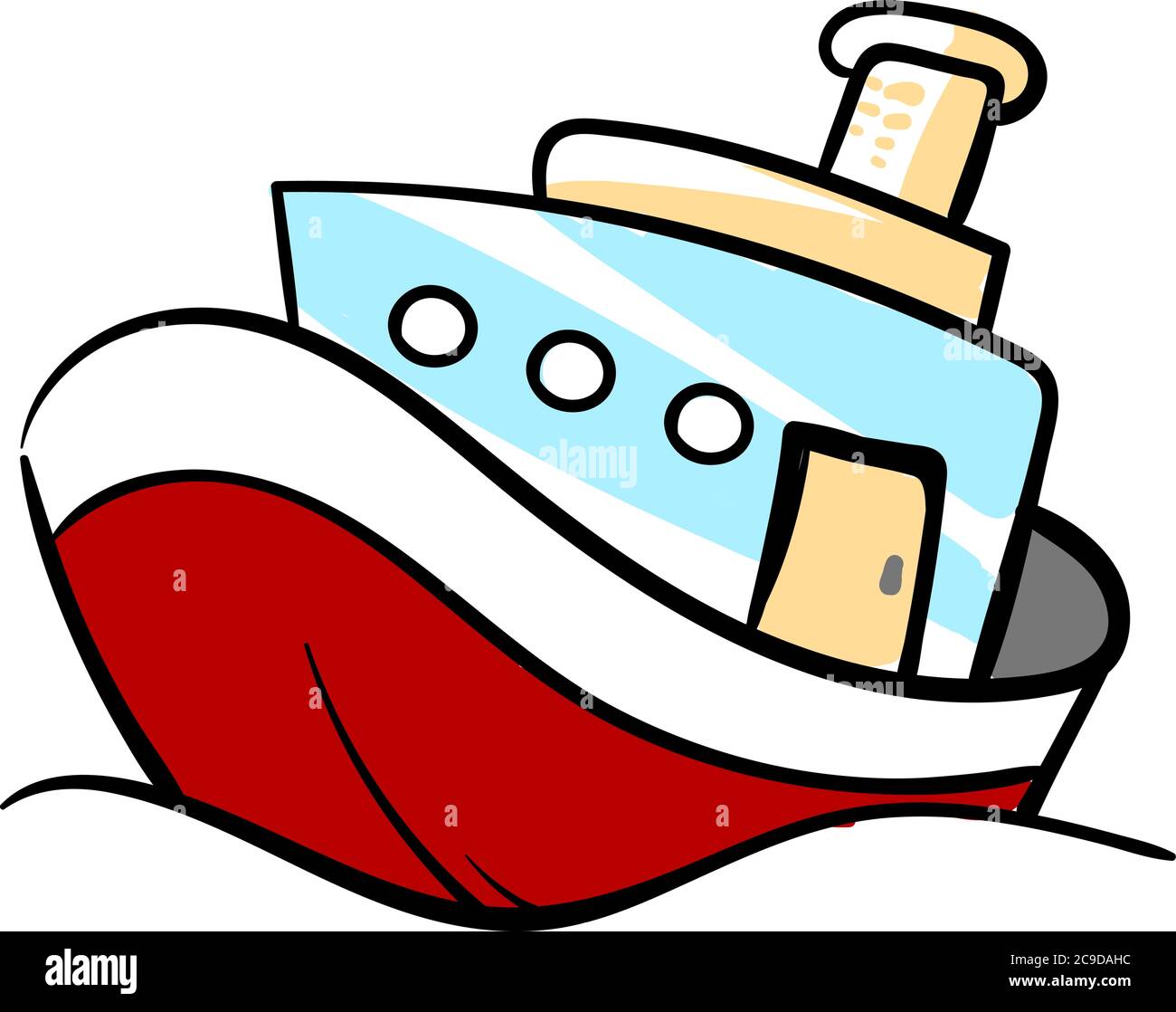 Red ship, illustration, vector on white background Stock Vector Image ...